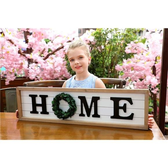 Accents | Rustic Large Home Sign With Real Wreath For Oframed Farmhouse ...